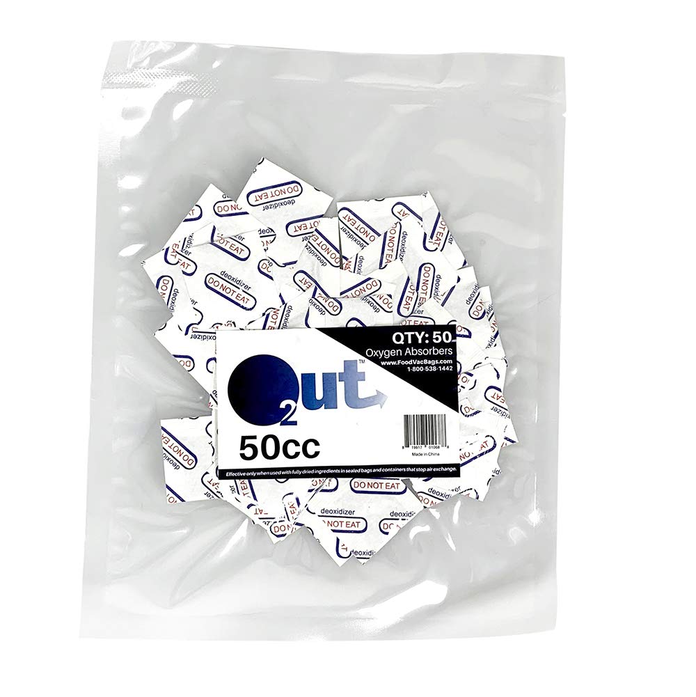 50cc O2 Out Oxygen Absorbers, Scavengers Packets, FoodVacBags Vacuum Sealer Bag or Mylar Bag Long Term Food Storage (50)