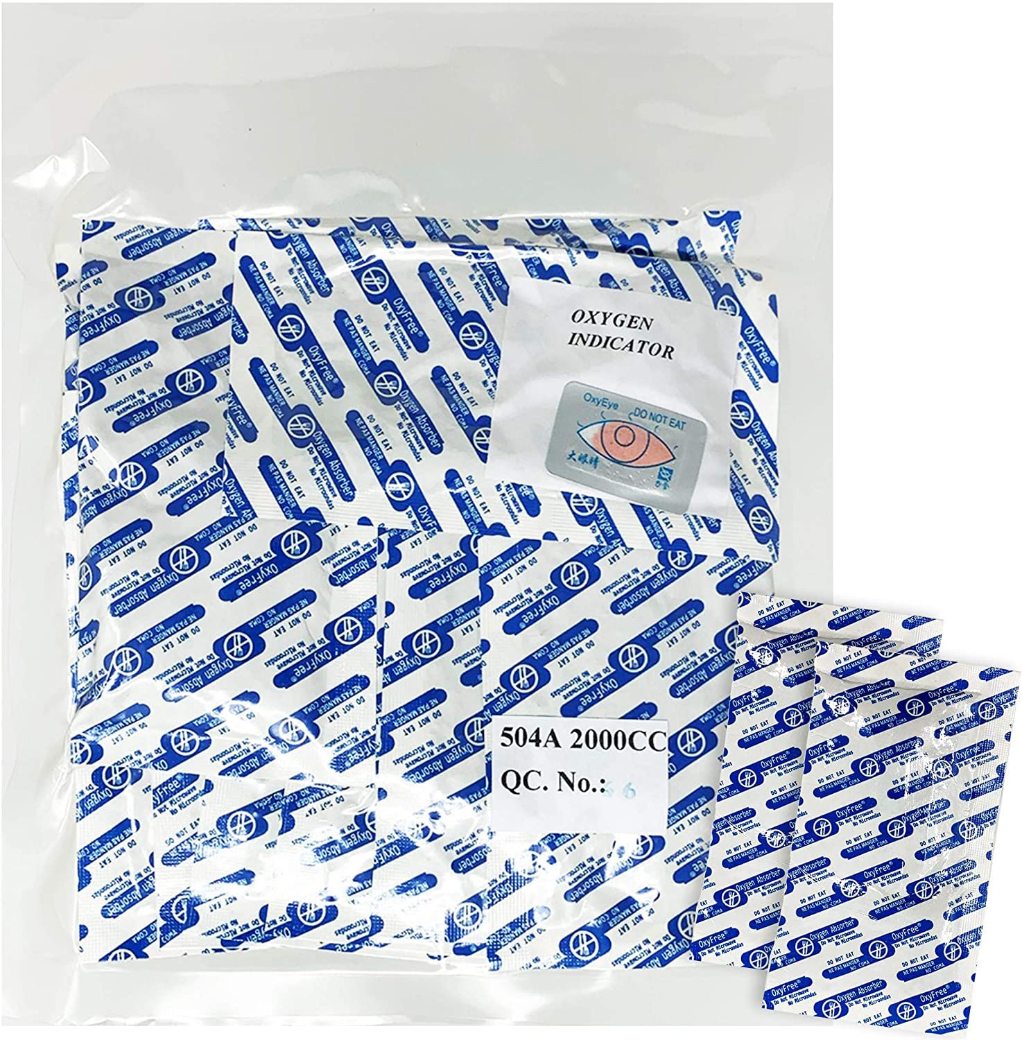 50 - 2000cc Oxygen Absorbers (5 Packs of 10ea.) for 5 Gallon Mylar Bag Food Storage