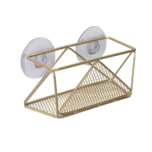 kitchen details satin gold geode sponge holder | durable iron construction | suction cup stabilizers | rust resistant finish | kitchen sink accessories