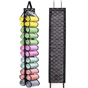 innvix yoga legging storage organizer-space saving clothes closets roll holder, hanging organizer storage with 24 roll independent compartments (bdlw)