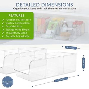 Home Vision USA 4 Pack Pantry Organization and Storage - Plastic Storage Bins - Stackable Storage Bins for Fridge, Cabinets - Organizers With Removable Dividers for Kitchen, Cabinets, Snacks