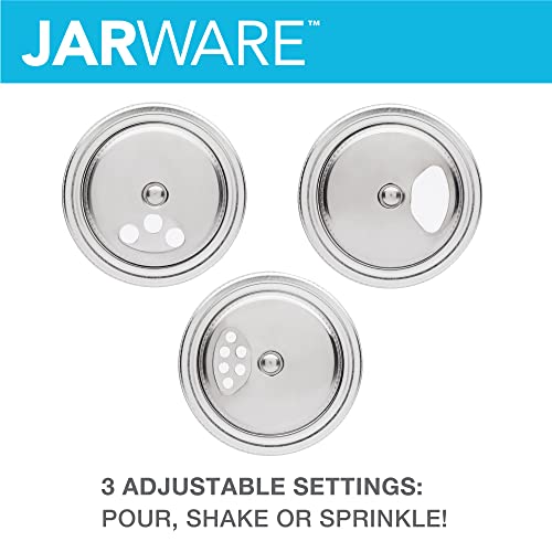 Jarware Stainless Steel Spice Shaker, Wide Mouth Mason Jar Spice Lid