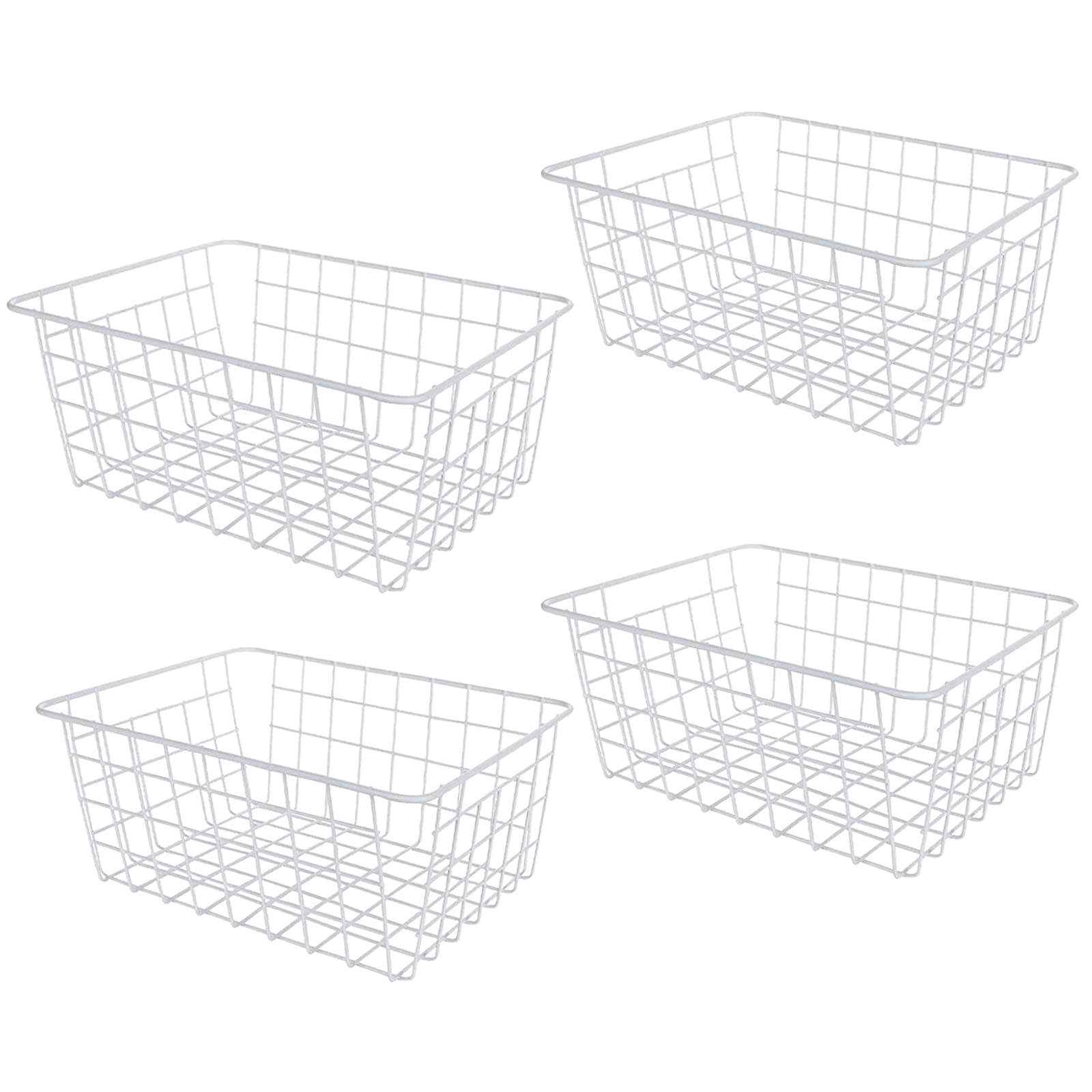 4 Pack Deep Freezer Organizer Bins Stackable Wire Basket for Organizing Metal Wire Storage Baskets for Pantry, Freezer baskets for Chest Freezer, Upright Freezer