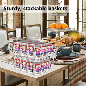 4 Pack Deep Freezer Organizer Bins Stackable Wire Basket for Organizing Metal Wire Storage Baskets for Pantry, Freezer baskets for Chest Freezer, Upright Freezer