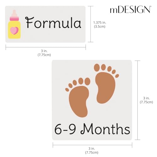 mDesign Home Organization Labels, Preprinted Label Stickers for Nursery/Playroom Storage and Cleaning, Household Organizing for Jars, Canisters, Containers, Bins, or Boxes, 24 Count, Clear/Black/Image