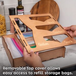 Decozion Ziplock Bag Storage Organizer - Food Kitchen Drawer Zip Lock Container Sandwich Bag, Plastic Baggie Dispenser for & Cabinet