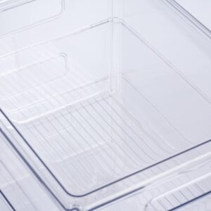 Ezee space Clear Plastic Storage Bins - 3-Pack XL: Acrylic Storage Containers for Kitchen, Home, Office, and Bathroom - 12X12 X7 In. Freezer and Pantry bins for organizing