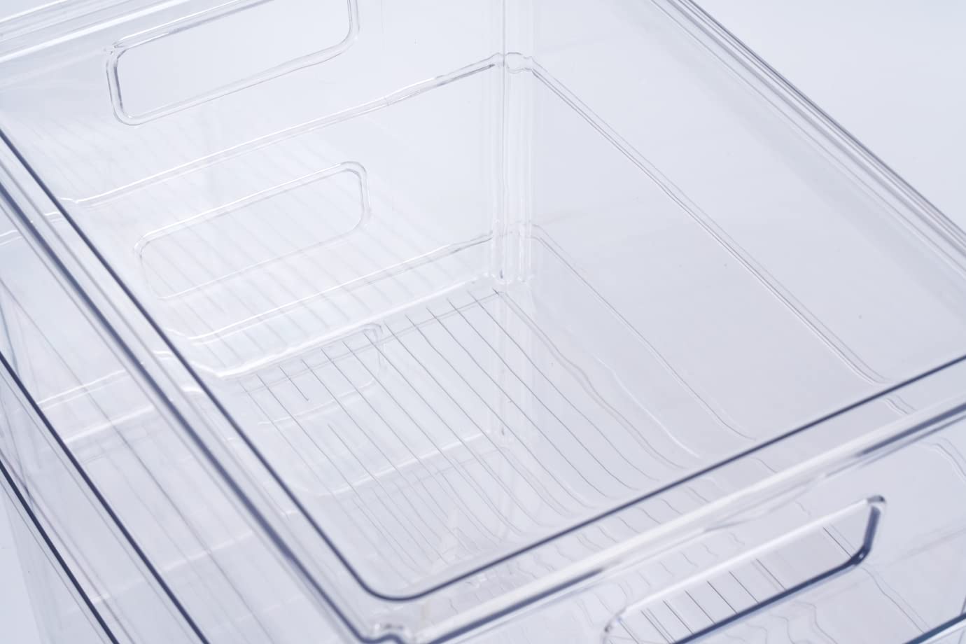 Ezee space Clear Plastic Storage Bins - 3-Pack XL: Acrylic Storage Containers for Kitchen, Home, Office, and Bathroom - 12X12 X7 In. Freezer and Pantry bins for organizing