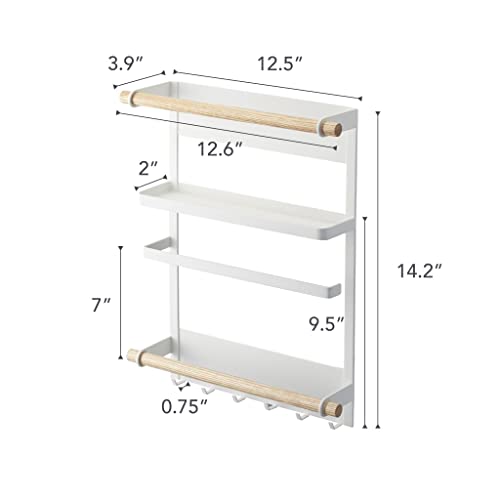 Yamazaki Home Tosca Magnetic Kitchen Storage Rack – Refrigerator Organizer Wall Holder