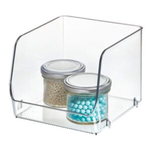 idesign linus stacking organizer bins for kitchen, pantry, office, bathroom- medium-clear