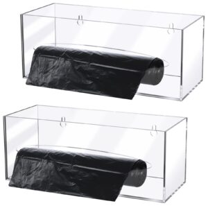 2 pack trash bag dispenser 10x4x4 inch acrylic garbage bag dispenser one roll of bags clear trash bag dispenser, vertical or horizontal wall mounting garbage bag holder for kitchen restaurant office