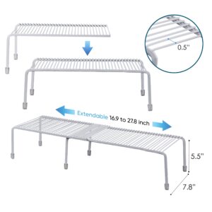 WIRESPIRIT - Expandable Shelf Organizer (2 Pieces) for Countertop, Cupboard, Cabinet, Pantry - Adjustable Kitchen Organization Shelf Rack - White