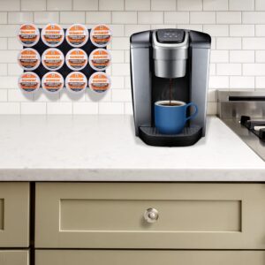 Adhesive Wall Mounted 12 Slot Coffee Pod Holder and Organizer. Space Saving Storage Rack Compatible with K Cups Saves Room in Drawers, Cupboards and Counters to Keep Coffee Station and Kitchen Neat