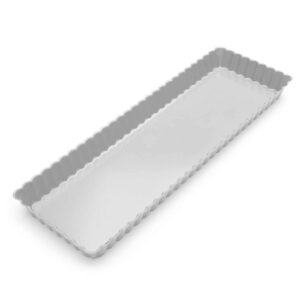 Fox Run 44531 Rectangular Tart Pan, 14.1 x 4.7 x 1 inch, Silver Stainless Steel with Removable Bottom, Large