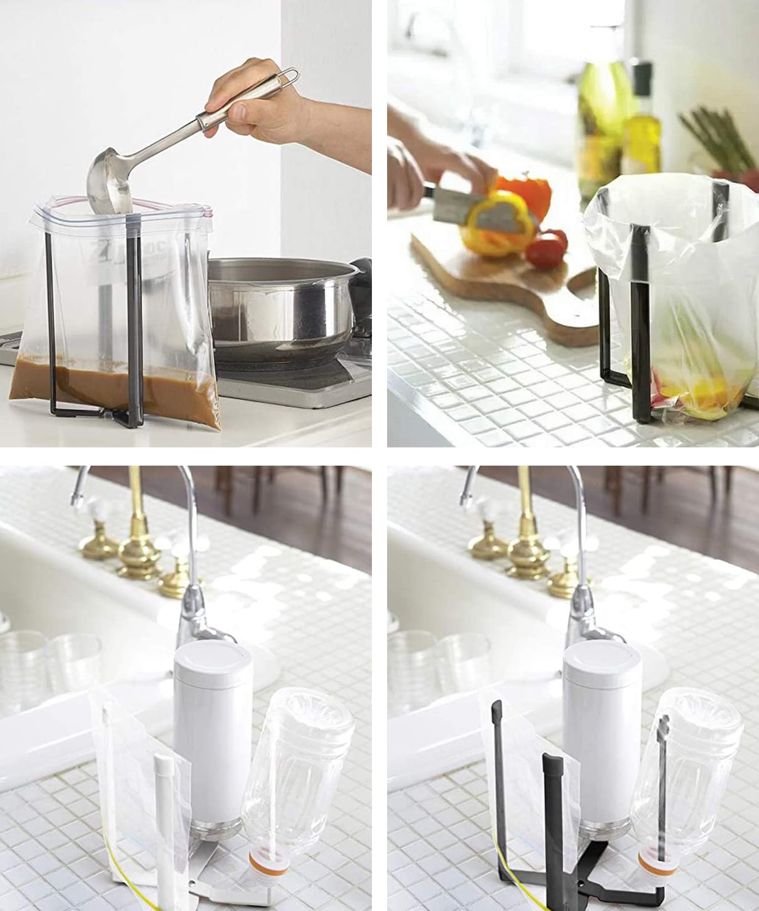 Mukkuri Kitchen Stand Holder, Plastic Bag Drying Rack, Multifunctional Countertop Cups Bottles Drying Rack for Plastic Bags, Bottles and Cups, Shelf Trash Bag