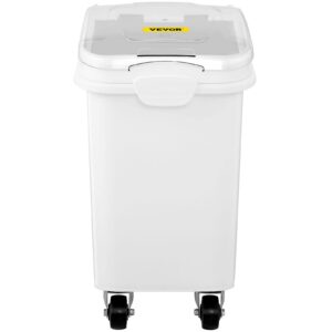 VEVOR 27 Gallon food storage containers 500 Cup Ingredient Bin with Scoop and Sliding Lid Commercial Food Container Ideal for rice storage, dog food container, flour, and sugar containers, White