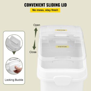 VEVOR 27 Gallon food storage containers 500 Cup Ingredient Bin with Scoop and Sliding Lid Commercial Food Container Ideal for rice storage, dog food container, flour, and sugar containers, White