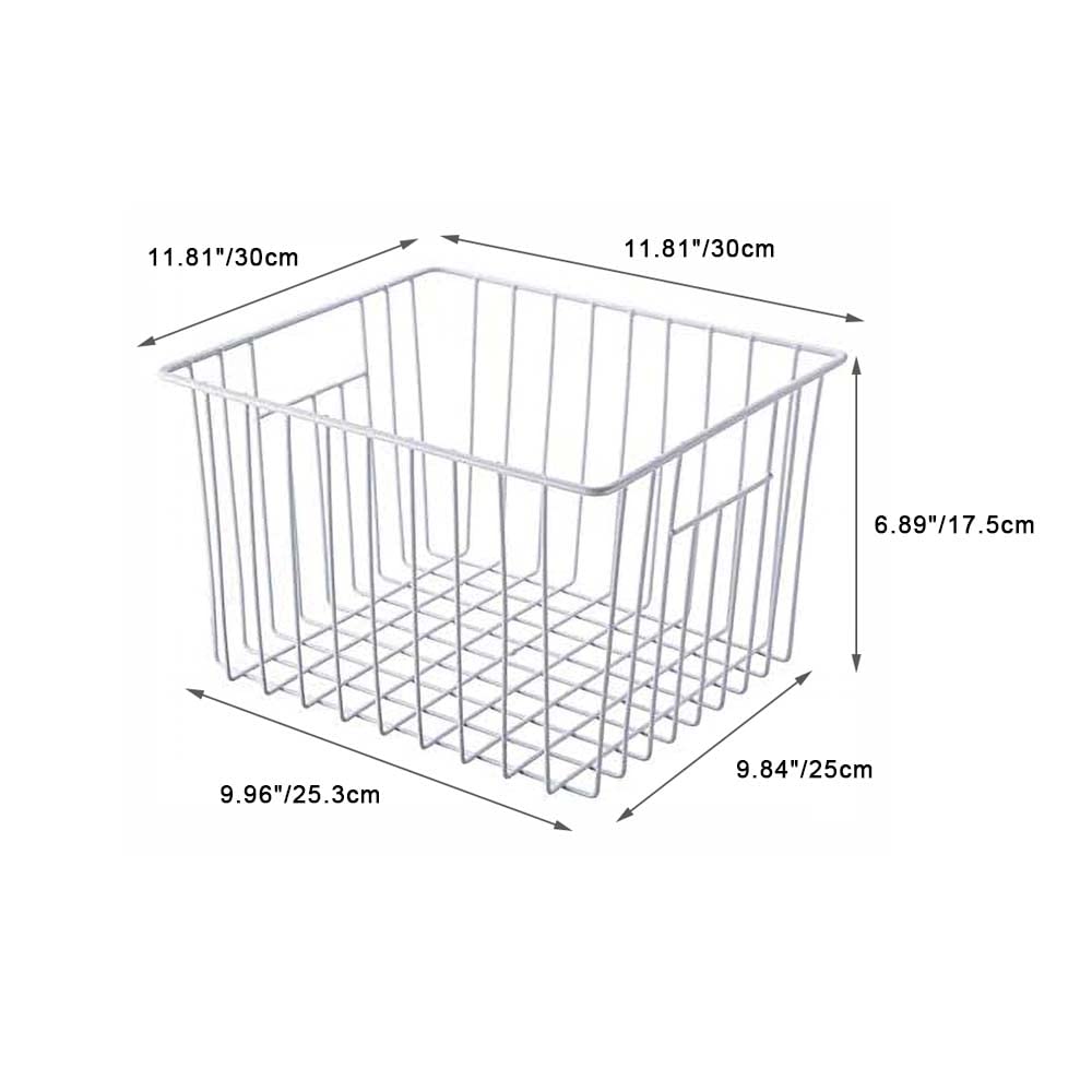 SANNO Freezer Baskets Pantry Wire Storage Basket Bins, Refrigerator Organizer Baskets Food Storage Bin with Handles for Cabinets, Pantry, Closets, Bedrooms - Set of 2