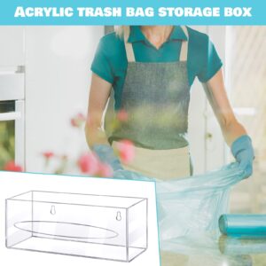 Trash Bag Dispenser Holder, Grocery Bag Plastic Bag Wall Mount Acrylic Kitchen Single Side Loaded Organizer Storage Box Holder for Garbage Bag (10 x 4 x 4 Inch)