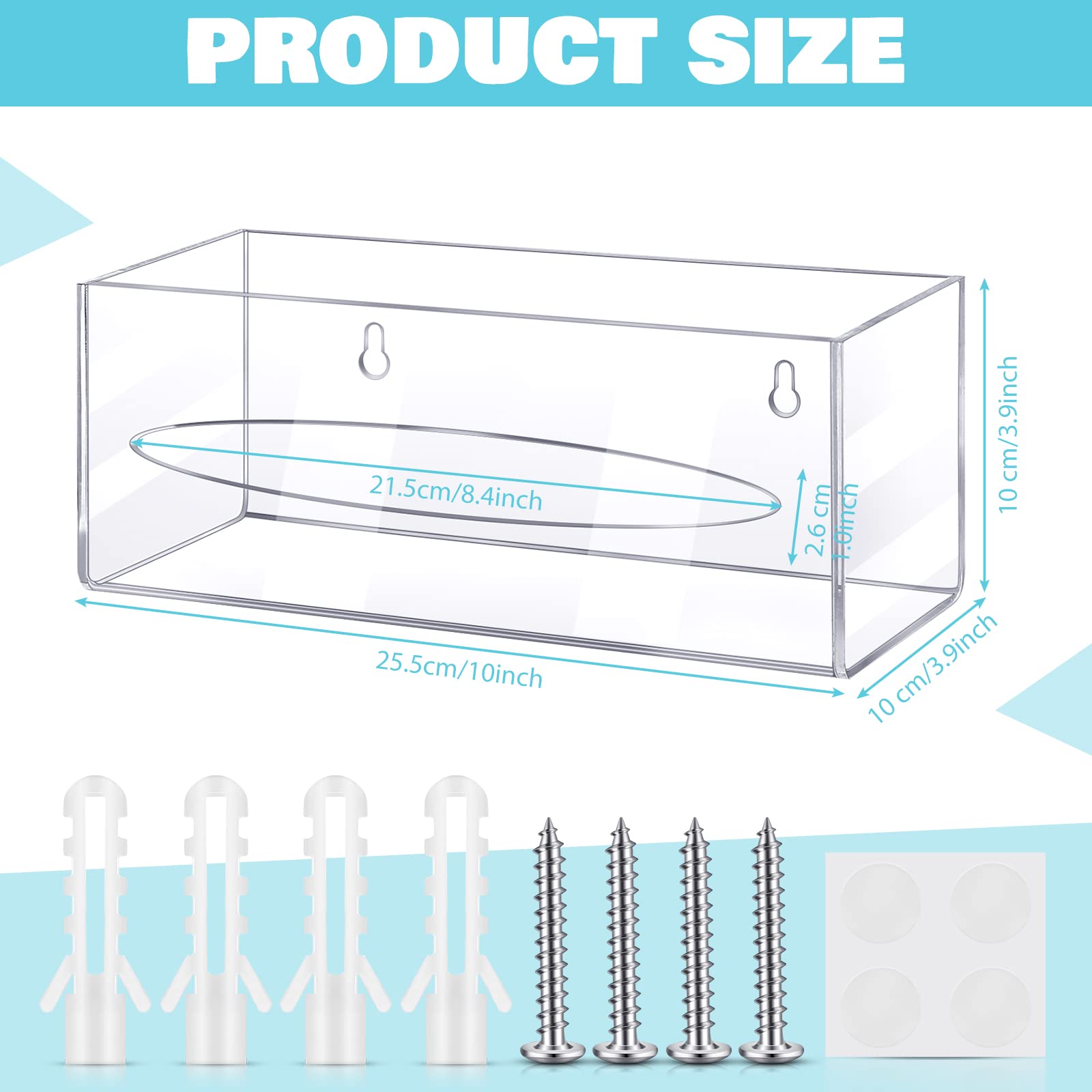 Trash Bag Dispenser Holder, Grocery Bag Plastic Bag Wall Mount Acrylic Kitchen Single Side Loaded Organizer Storage Box Holder for Garbage Bag (10 x 4 x 4 Inch)