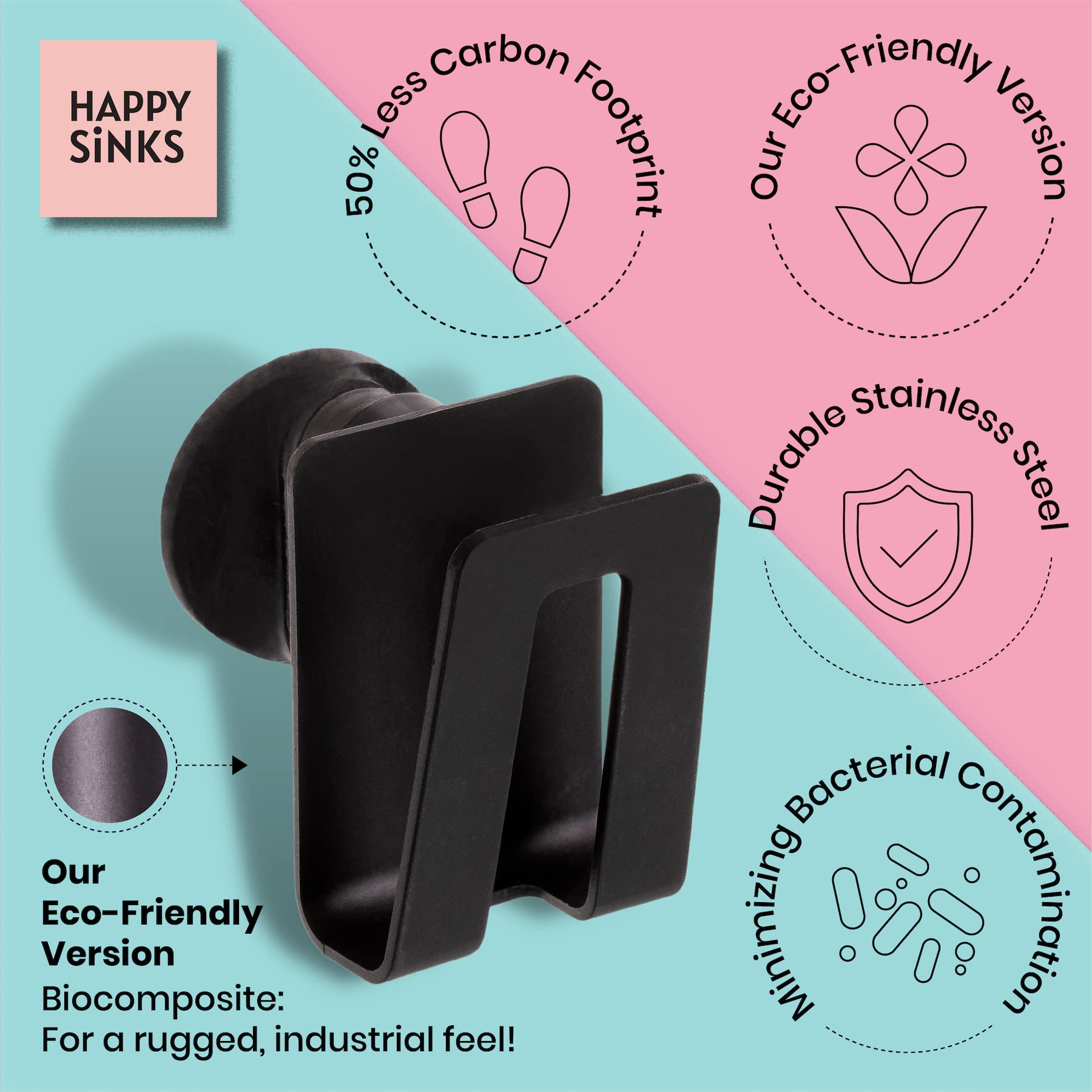 Happy Sinks Magnetic Sponge Holder - Suitable for Steel - Metal and Composite Sinks - Strong Magnetic Backing - Sponge Caddy Kitchen Sink - Magnetic Sponge Holder Kitchen Sink - (Composite)