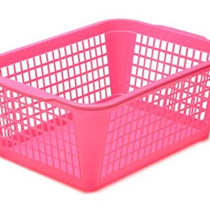 YBM HOME Plastic Perforated Storage Basket Bin Office Drawer, Shelf Desktop Countertop Tray Organizer 32-1184 (1, Pink)