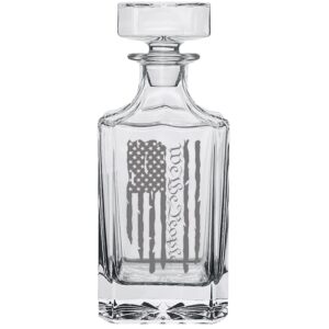 We The People Constitution American Flag USA Patriotic Whiskey Decanter Airtight Glass Stopper Custom Gift For Men Dad Veteran Father's Day