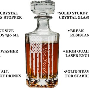 We The People Constitution American Flag USA Patriotic Whiskey Decanter Airtight Glass Stopper Custom Gift For Men Dad Veteran Father's Day