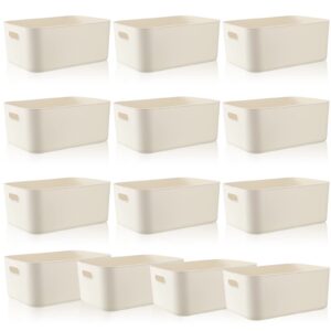 plastic storage bins 10 pcs white storage bin pantry organizer bins small storage baskets storage containers for home kitchen (14 x 10.5 x 6.4 inch)