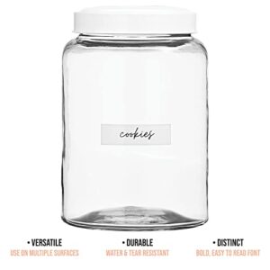 mDesign Kitchen Storage Labels, Preprinted Sticker Decals - Organize Containers, Jars, Bins, or Canisters Inside Cabinet, Pantry, Fridge, or on Counter - Home Sort Collection, 120 Labels, White/Black