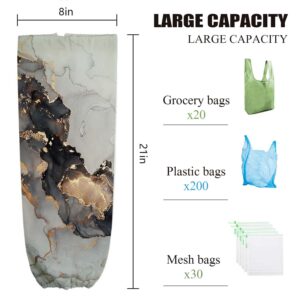 Cute Plastic Bag Holder,Grey Marble,Grocery Bags Dispenser,Shopping Bag Organizer,Gifts for Kitchen Decor