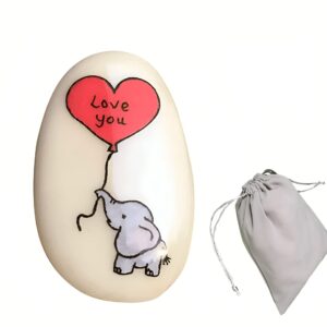 Cute Lucky Charm Love You Elephant Stone Love You Elephant Stone Resin Simulation Stone Small And Light Pocket Lucky Interesting Decoration Suitable for Mother and Father Birthday Gifts (B-1PCS)