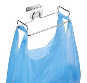 over-the-cabinet plastic bag storage and grocery bag holder, kitchen storage - chrome