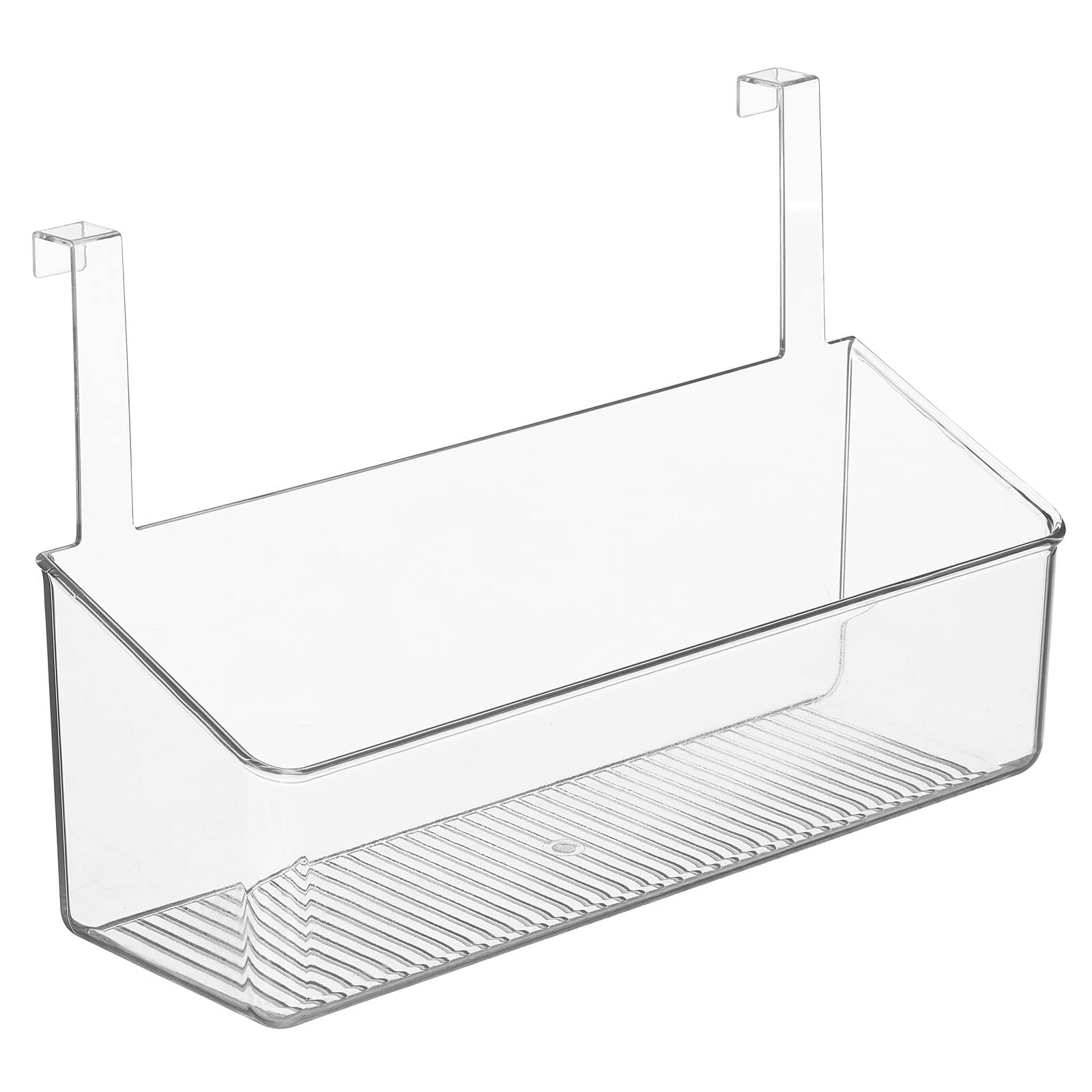 mDesign Plastic Kitchen Over Door Storage Basket Organizers for Kitchen Organization - Hanging Back of Door Holder Rack for Aluminum Foil, Plastic Wrap, or Sandwich Bags, Ligne Collection, Clear