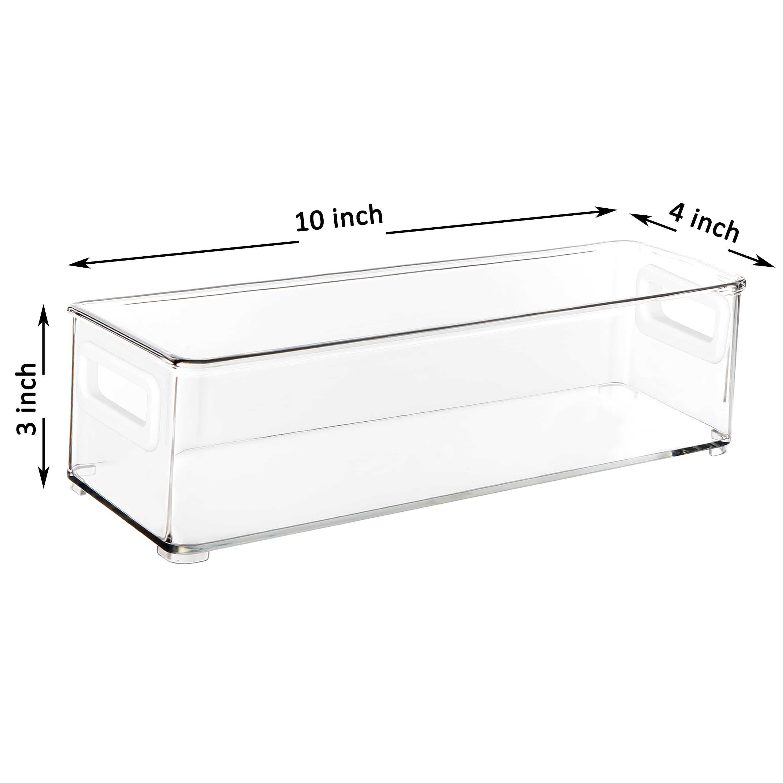 Youngever 2 Pack Stackable Plastic Storage Organizer Container Bin, Stackable Storage Bins with Handler for Refrigerator, Pantry (10" x 4" x 3")