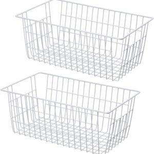 blitzlabs Wire Storage Basket Freezer Organizer Bins Refrigerator Organization Storage Baskets with Handles for Pantry, Freezer, Laundry Room, Closets, Garage, Office, Bathroom, Set of 2