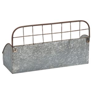 Barnyard Designs Galvanized Metal Rustic Farmhouse Wall Hanging Storage Caddy Holder Organizers, Tin Wall Shelves, Large: 16.5” x 6” x 9.5”, Small: 15.25” x 5” x 8”, Set of 2