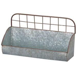 Barnyard Designs Galvanized Metal Rustic Farmhouse Wall Hanging Storage Caddy Holder Organizers, Tin Wall Shelves, Large: 16.5” x 6” x 9.5”, Small: 15.25” x 5” x 8”, Set of 2