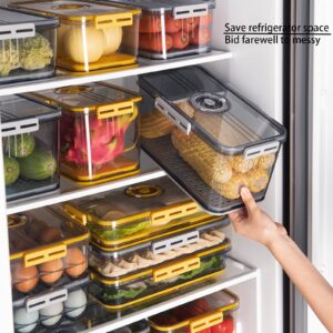 Refrigerator Organizer Bins Set,Stackable Produce Saver Organizer Bin Storage Containers with Removable Drain Tray for Fridge, Cabinets, Countertops and Pantry (Gray)