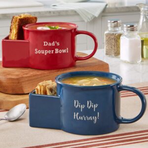 Let's Make Memories Personalized Dipping Time Soup Bowls- Unique Ceramic Bowls -Red Stoneware - Customize with Script Message - Set of 2