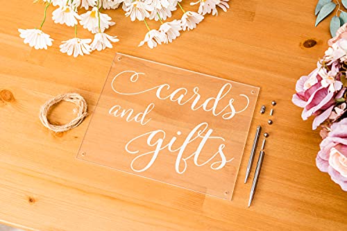 Calculs Gifts and Cards Acrylic Calligraphy Sign Wedding Shower Reception Vintage Placard Card Lettering Script for Bride and Groom