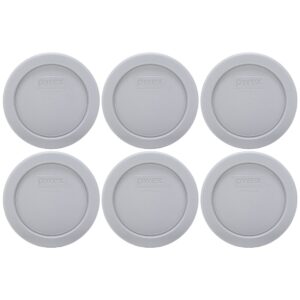 pyrex 7202-pc jet gray round plastic food storage replacement lid, made in usa - 6 pack