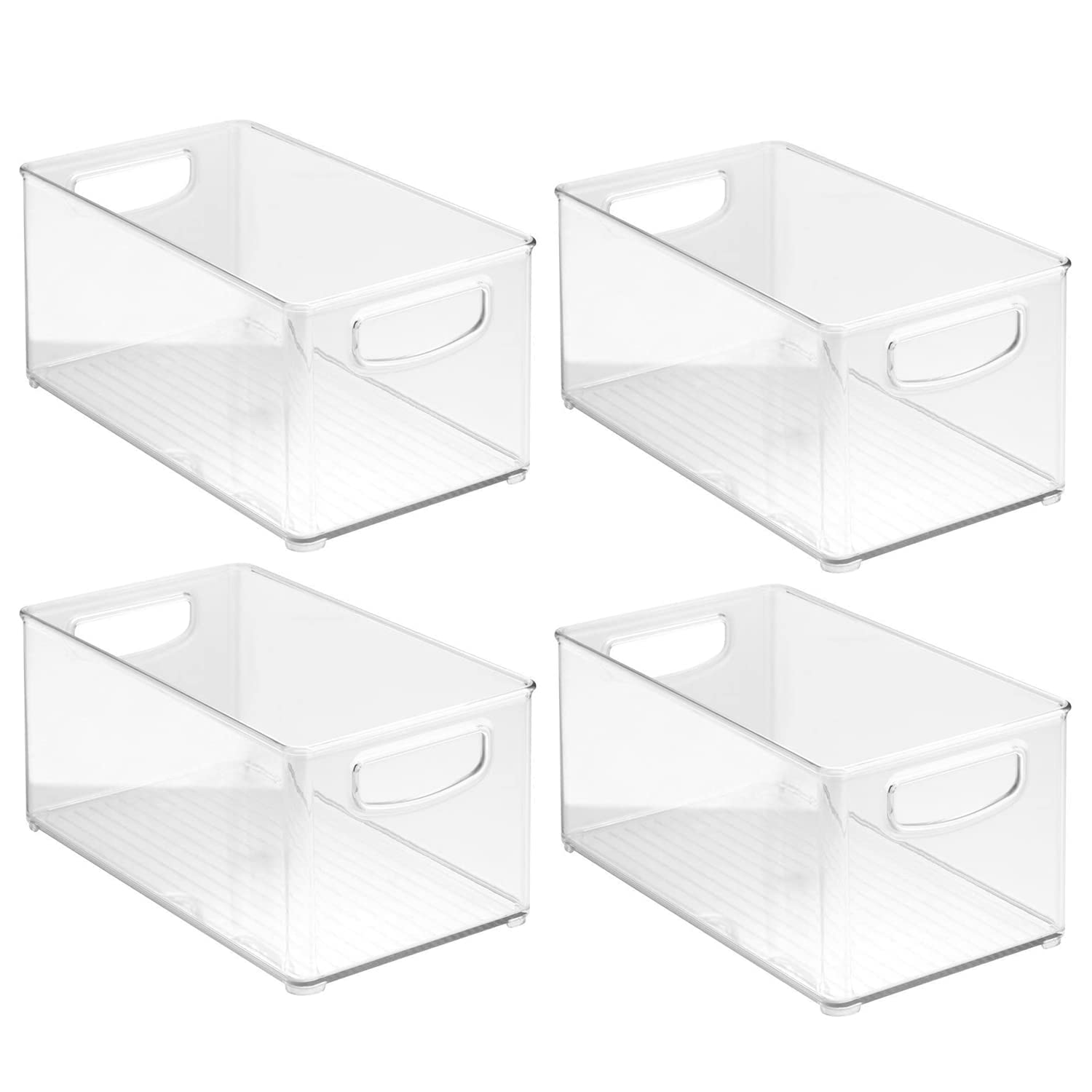 Lifetime Appliance Parts UPGRADED 4 x Clear Organizer Storage Bin with Handle Compatible with Kitchen I Best Compatible with Refrigerators, Cabinets & Food Pantry - 10" x 5" x 6"