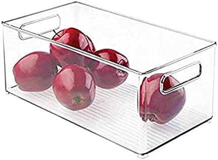 Lifetime Appliance Parts UPGRADED 4 x Clear Organizer Storage Bin with Handle Compatible with Kitchen I Best Compatible with Refrigerators, Cabinets & Food Pantry - 10" x 5" x 6"