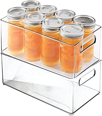 Lifetime Appliance Parts UPGRADED 4 x Clear Organizer Storage Bin with Handle Compatible with Kitchen I Best Compatible with Refrigerators, Cabinets & Food Pantry - 10" x 5" x 6"