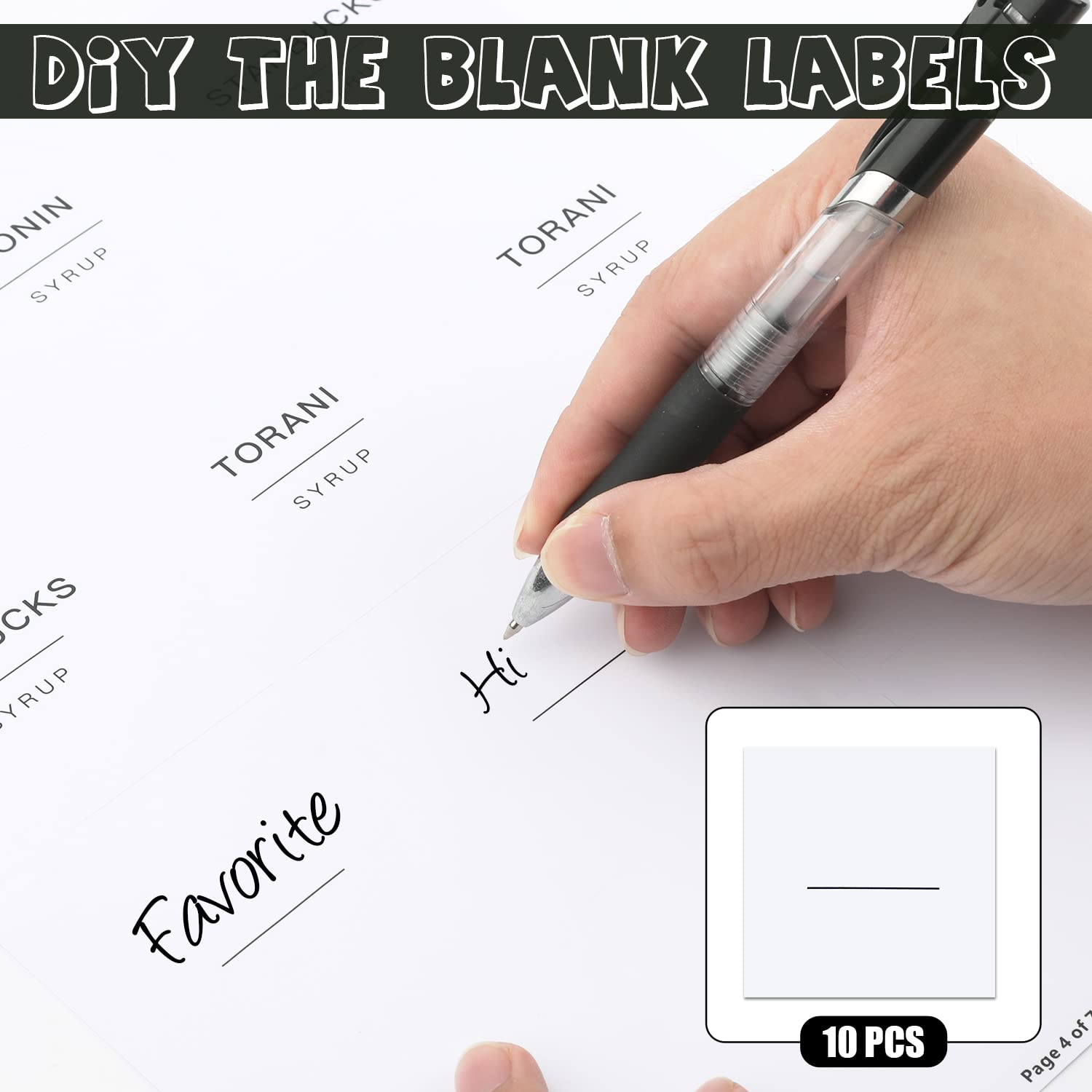 AIEX Coffee Syrup Labels, 84pcs Waterproof White Minimalist Coffee Syrup Labels Stickers for Bottles Coffee Bar Containers Dispenser Organization