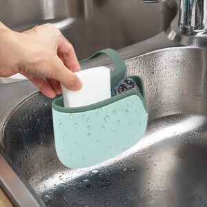 Hemoton Kitchen Sink Caddy Sponge Holder Rack Cleaning Cloth Hanging Bag Soap Holder Saddle Faucet Caddy Kitchen Organizer (Green)