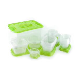 54 piece plastic food container set - 27 plastic storage containers with air tight lids (green)