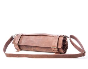 luvsecretlingerie lightweight premium leather chef knife bag/chef knife roll 8 pockets tan leather