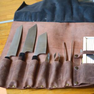 luvsecretlingerie Lightweight premium Leather Chef Knife Bag/Chef Knife Roll 8 Pockets Tan Leather